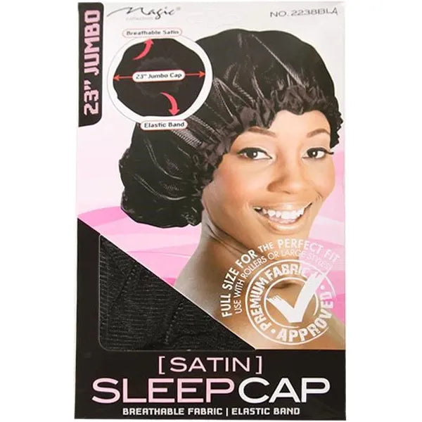 MAGIC COLLECTION Satin Sleep Cap Black [Jumbo] – Braids and Wigs