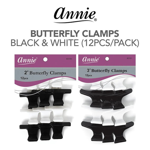 ANNIE Butterfly Clamps Black & White (12pcs/pack) – Braids and Wigs