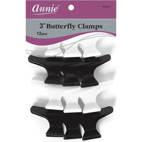 ANNIE Butterfly Clamps Black & White (12pcs/pack) – Braids and Wigs