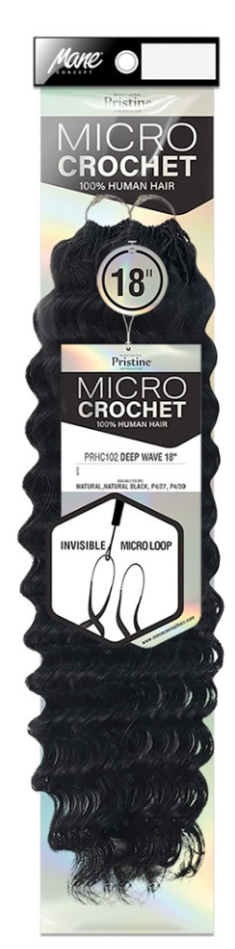 Mane Concept Human Hair Feather Micro Crochet Braids - Deep Wave 18 ...
